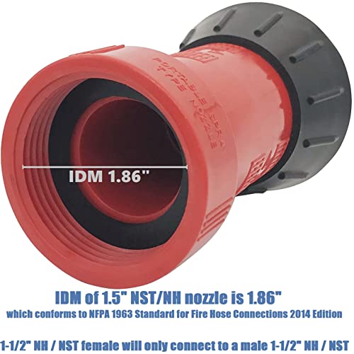 Happy Tree 1-1/2" NST/NH Fire Hose Nozzle Spray Polycarbonate Jet Fog Industrial Fireman 1.5" Nozzle 75 gpm Fire Equipment FHSN02