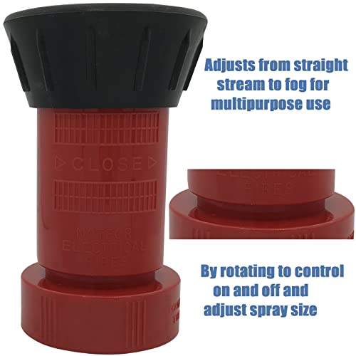 Happy Tree 1-1/2" NST/NH Fire Hose Nozzle Spray Polycarbonate Jet Fog Industrial Fireman 1.5" Nozzle 75 gpm Fire Equipment FHSN02