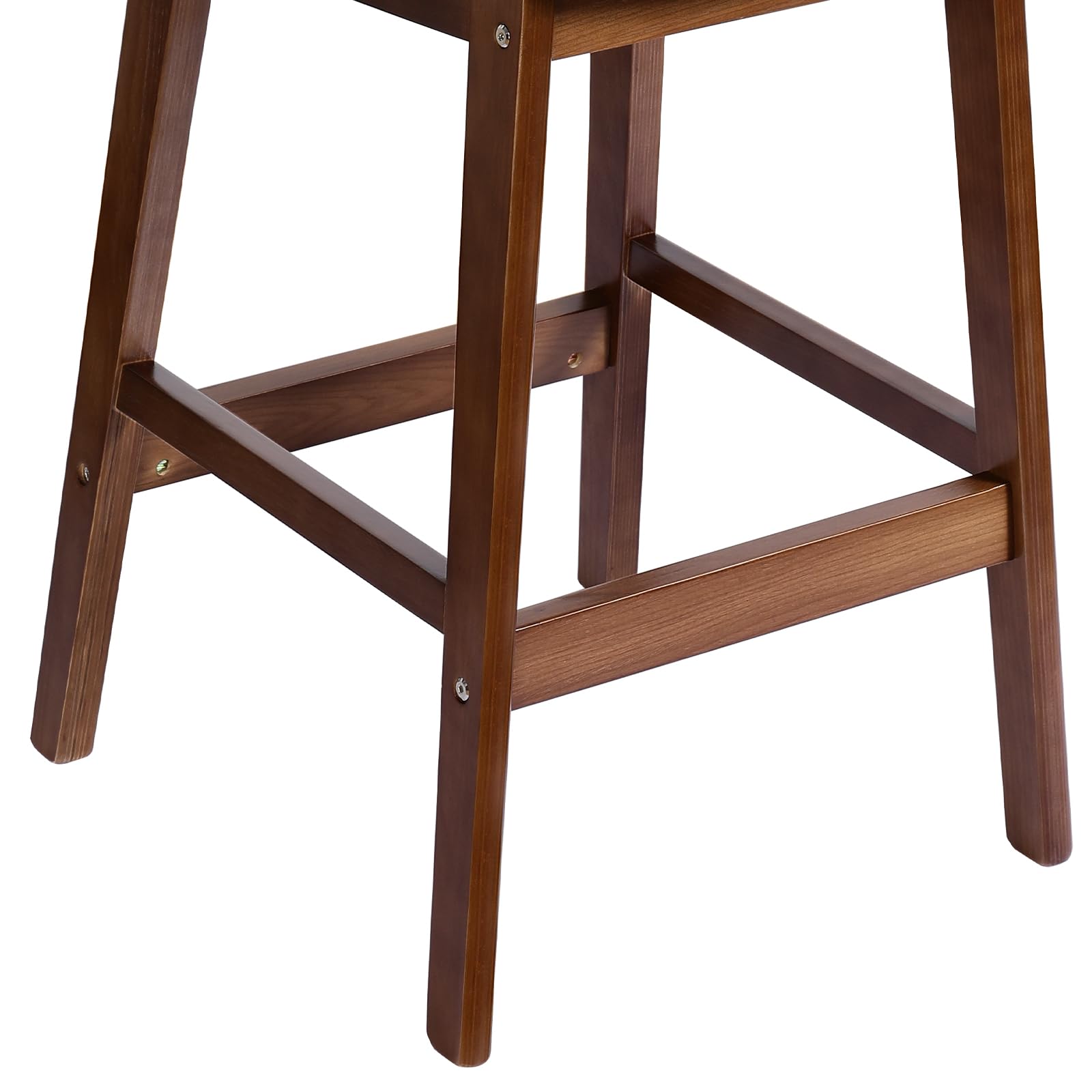 Counter Height Bar Stools Set of 3 Rattan Barstools with Back and Wood Frame, PU Leather Upholstered Bar Chairs, Mid Century Modern Farmhouse Counter Stool for Kitchen Island/Home Bar, Cream White