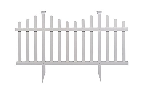 Zippity Outdoor Products ZP19001 No Dig Madison Vinyl Picket Fence, White, 30" x 56.5" (1 Box, 2 Panels), 1 x Pack of 2