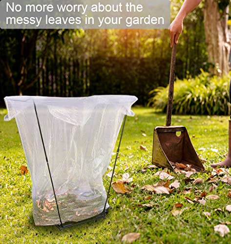 Artigarden Garden Trash Bag Holder - Outdoor Leaf Bag Support Stand Multi-Use Metal Garbage Bag Holder Frame Holds 30-45 Gallons Bag for Camping Leaves Gardening Parties Yard Weeding (Black)