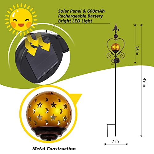 DAMAYCA Garden Decor Solar Lights Outdoor Decorative Garden Stake Decorations for Outside Yard Patio Porch Lawn. Yard Art. (Gold Globe)
