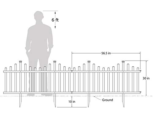 Zippity Outdoor Products ZP19001 No Dig Madison Vinyl Picket Fence, White, 30" x 56.5" (1 Box, 2 Panels), 1 x Pack of 2
