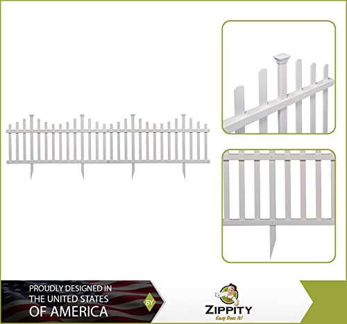 Zippity Outdoor Products ZP19001 No Dig Madison Vinyl Picket Fence, White, 30" x 56.5" (1 Box, 2 Panels), 1 x Pack of 2