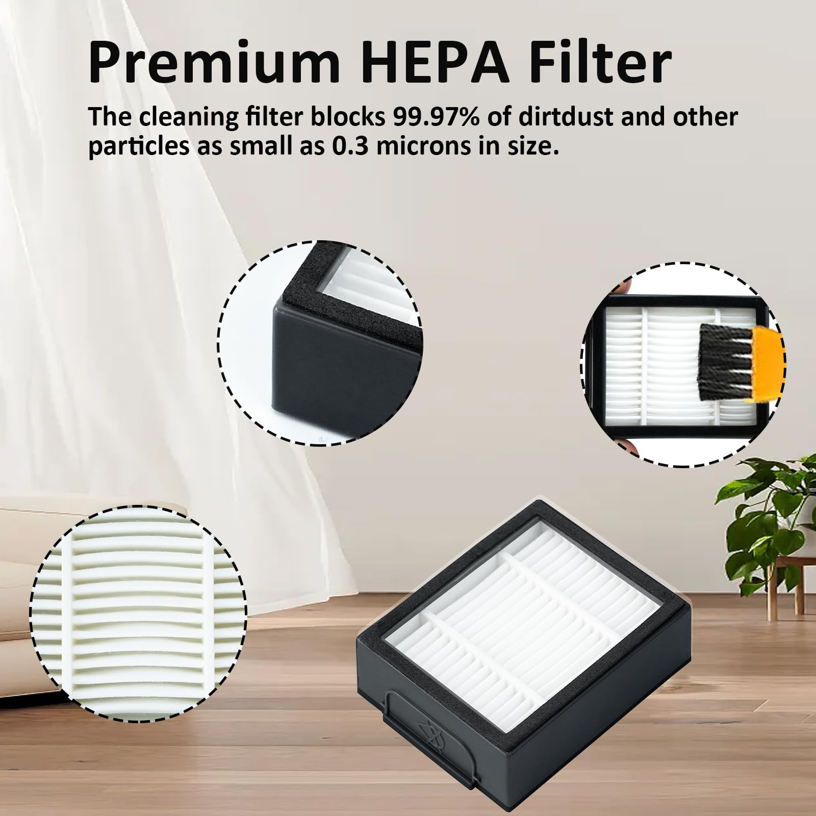 7 Pack Replacement Parts for iRobot Roomba i3 i3+ i4 i6 i6+ i7 i7+ i8 i8+/Plus E5 E6 E7 I,E &J Series Vacuum Cleaner, 1 Set Multi-Surface Rubber Brushes, 3 HEPA Filters, 3 Edge-Sweeping Brushes