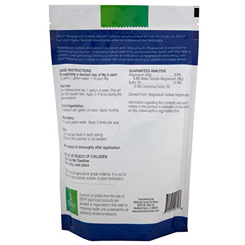 ENVY Magnesium Sulfate Plant Food - Water Soluble Epsom Salts | Fertilizer for Roses, Flowers, Shrubs, Vegetables and Trees (1.5 lbs)