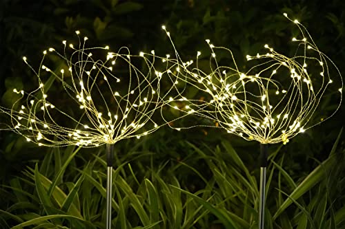 Anordsem Solar Garden Lights Solar Firework Lights Solar Powered String Light with 2 Lighting Modes Twinkling and Steady-ON for Garden, Patio, Yard, Flowerbed, Parties (Warm White)