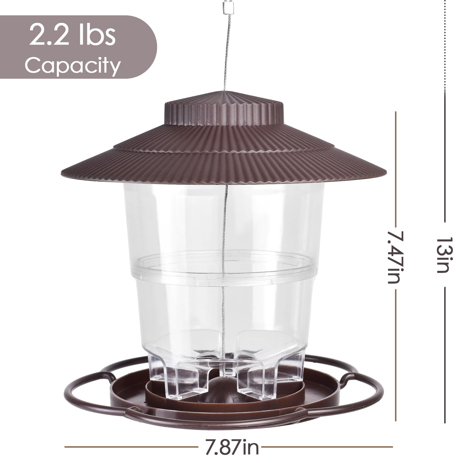 Samhe Bird Feeders for Outside, Squirrel Proof Waterproof 2.2 Lbs Capacity Easy to Fill, Retractable Wild Bird Feeders for Outdoors Hanging, Yard Garden Decoration