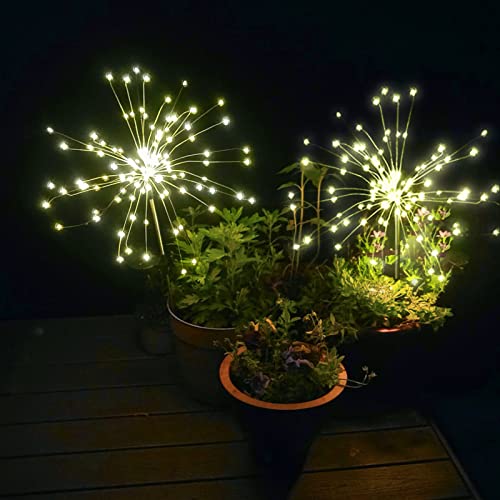 Anordsem Solar Garden Lights Solar Firework Lights Solar Powered String Light with 2 Lighting Modes Twinkling and Steady-ON for Garden, Patio, Yard, Flowerbed, Parties (Warm White)
