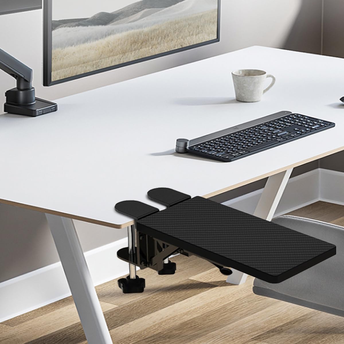 SKYZONAL Desk Keyboard Tray Clamp for DIY Custom Wooden Keyboard Trays Desk Extender Clamp (Tray Not Included) (Fits desks up to 3.15”)