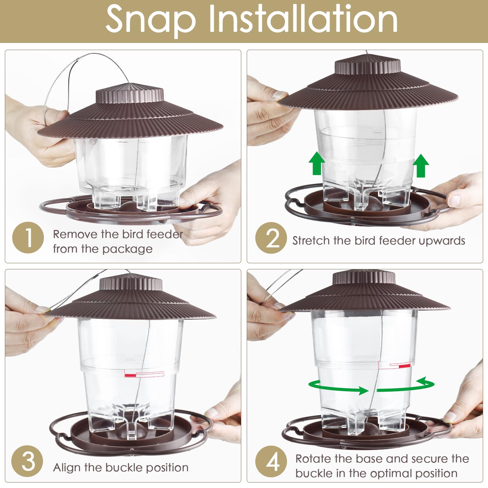 Samhe Bird Feeders for Outside, Squirrel Proof Waterproof 2.2 Lbs Capacity Easy to Fill, Retractable Wild Bird Feeders for Outdoors Hanging, Yard Garden Decoration