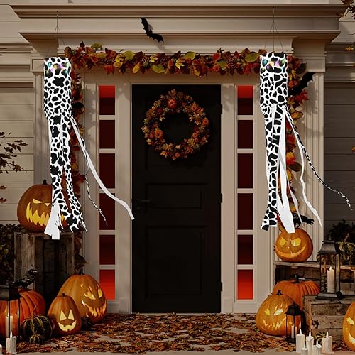 Halloween Windsock Garden Décor - Lighted 40 Inch with Lights - Fast Drying and Lightweight Christmas Holiday with Light Cow Fur Print