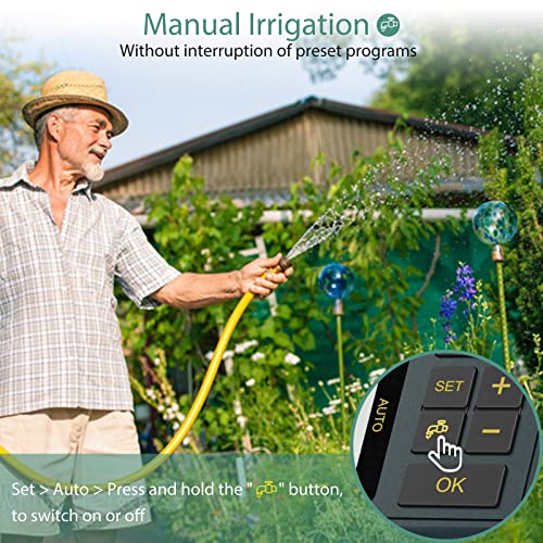 Water Sprinkler Timer, Diivoo Programmable Irrigation Hose Timer with 3 Individual Watering Programs and Rain Delay for Garden Lawn, Pool Filling,Blue