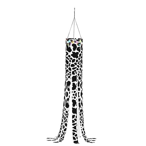 Halloween Windsock Garden Décor - Lighted 40 Inch with Lights - Fast Drying and Lightweight Christmas Holiday with Light Cow Fur Print