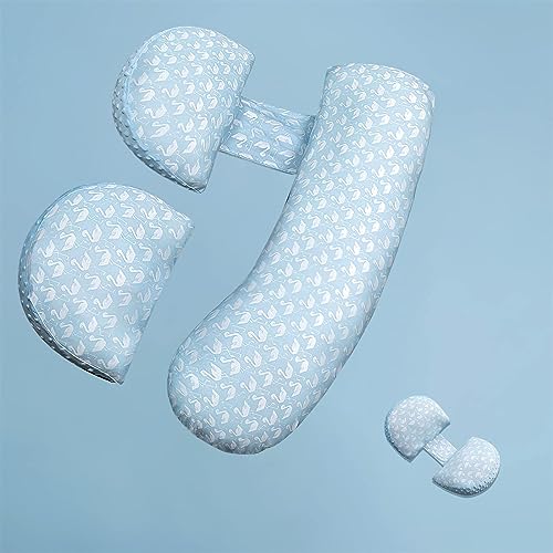 Busarilar Pregnancy Pillows Cooling for Sleeping, Maternity Pillow, Pregnancy Body Pillow Support for Back, Legs, Belly, HIPS of Pregnant Women, Detachable and Adjustable (Blue, Large)