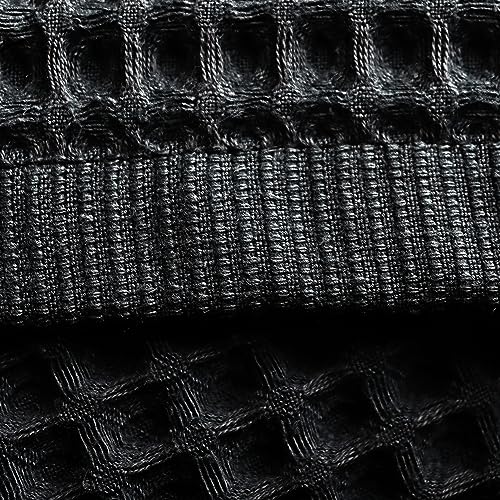 Püskül - 4 Pieces Waffle Towel Sets for Bathroom, Premium Organic Turkish Cotton 2 Hand Towels 2 Bath Towels Set (Black)