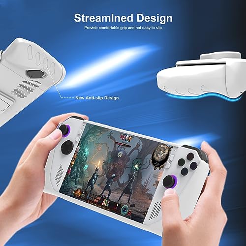 Protective Case For ROG ALLY Consoles Shockproof Protector Cover for ROG ALLY With Built-in Stand Gaming Handheld Protective Case Full Protective Skin Sleeve Accessories (white)