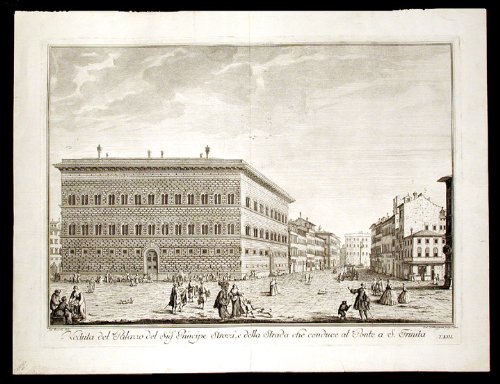 Veduta del Palazzo del Sigre. Principe Strozzi, e della Strada che conduce al Ponte a S. Trinita. T.XIII