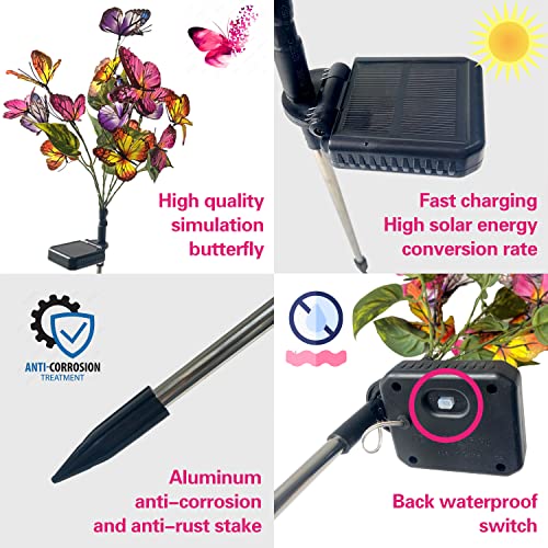 IGRARK Solar Lights Outdoor Garden Butterfly Lights Decorative Solar Stake Lights with Butterflies 2 Pack Decor Powered Waterproof for Garden Yard Pathway
