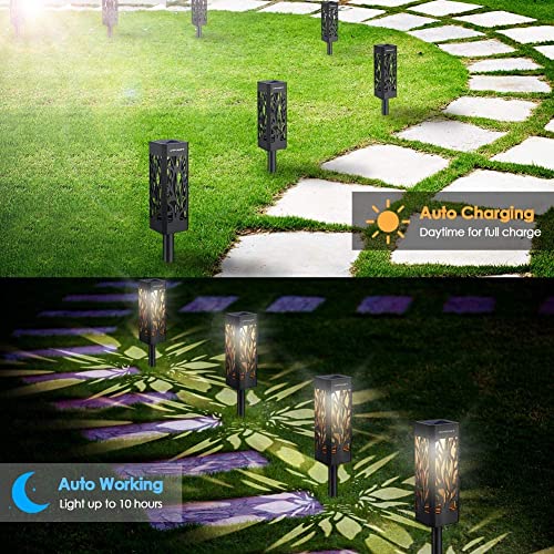 URPOWER Solar Lights Outdoor, Upgraded Solar Garden Lights with Bigger Solar Panel & Longer Working Time Solar Pathway Lights IP65 Waterproof Landscape Lights Auto ON/OFF for Yard (Warm White, 8 Pack)