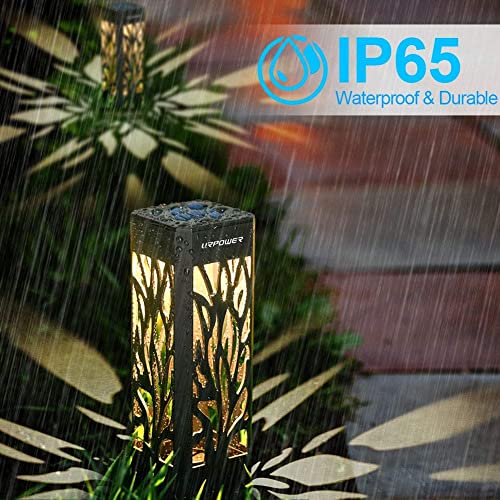 URPOWER Solar Lights Outdoor, Upgraded Solar Garden Lights with Bigger Solar Panel & Longer Working Time Solar Pathway Lights IP65 Waterproof Landscape Lights Auto ON/OFF for Yard (Warm White, 8 Pack)