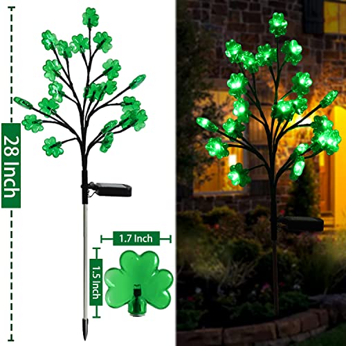 2 Packs Solar St Patricks Day Decorations Shamrock Stake Lights, Waterproof Outdoor St Patricks Day Lights, Lucky Green St Patricks Day Decor Shamrock Lights for Yard Garden Pathway Irish Decorations