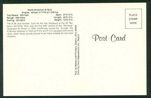 North American A-36 Dive Bomber WWII Propeller Airplane Postcard
