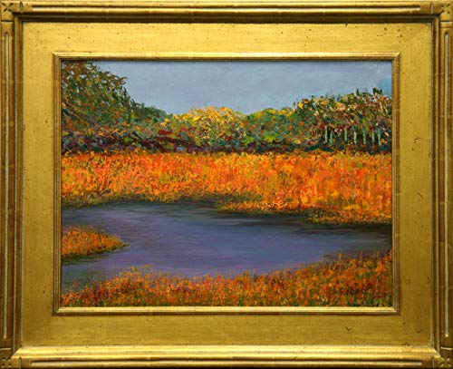 Autumn Marsh by Marcella Hirschy of the Miramontes, Original Acrylic on Linen, 18" x 24"