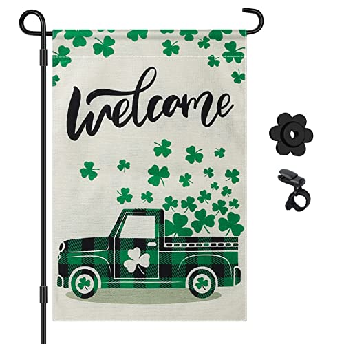 St Patricks Day Garden Flag, St Patricks Day Flag Double Sided Lucky Clover Garden Flag Shamrock St Patricks Day Yard Flag, Holiday Yard Outdoor Flag 12Ć18 Inch