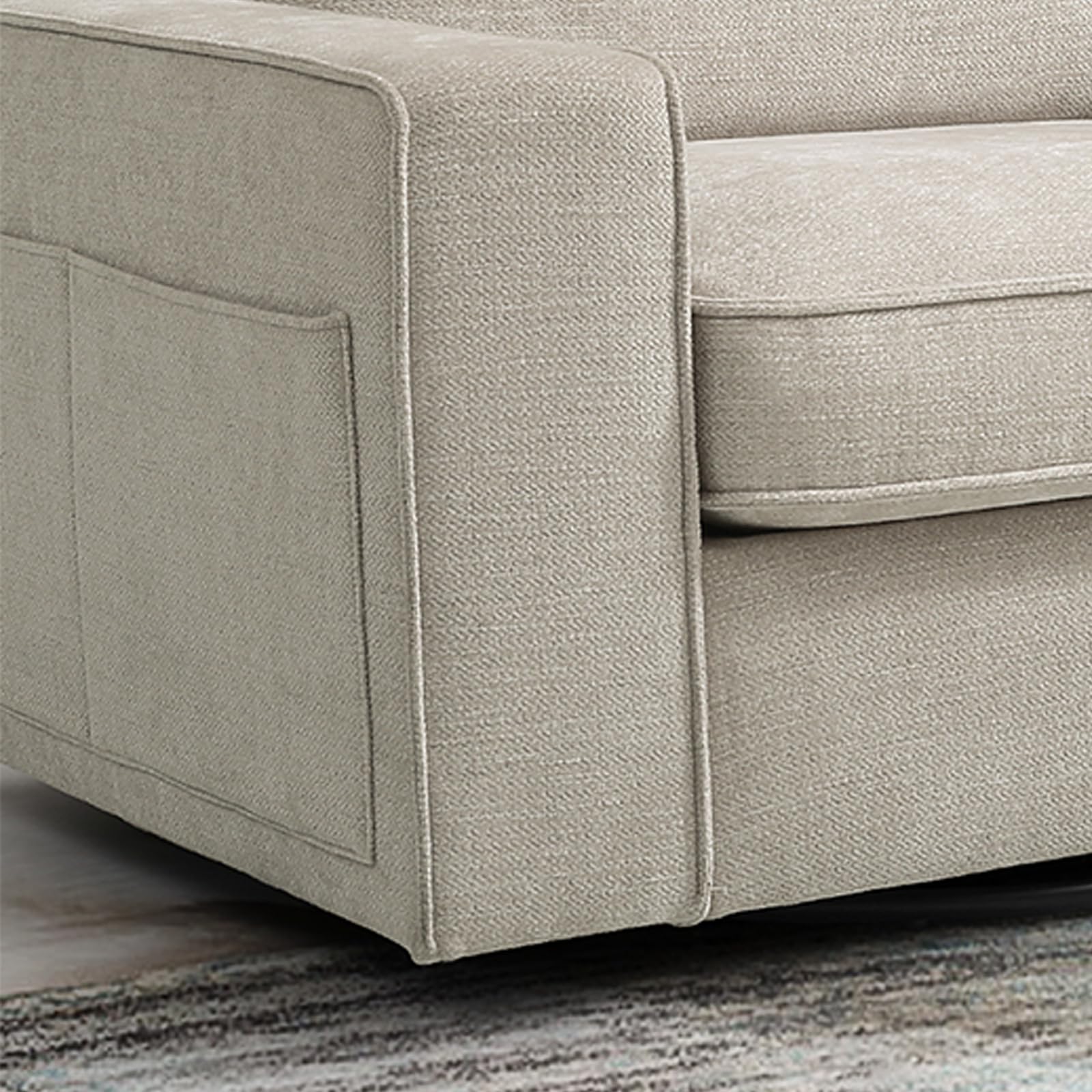 Harkawon 88.6" Sofa Couches for Small Spaces Modern Loveseat for Living Room with Solid Wood Frame, Chenille Lounge Removable Cover, Modern Couches for Apartment,Dorm, Office, Beige