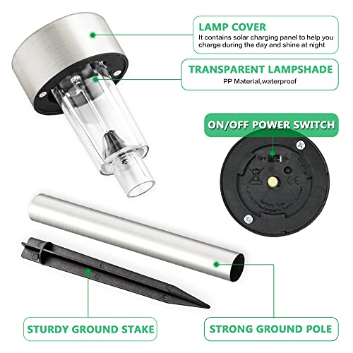 SOLPEX 12 Pack Solar Outdoor Lights Pathway, Stainless Steel Solar Lights Outdoor Waterproof,LED Landscape Lighting Solar Walkway Lights for Landscape/Patio/Lawn/Yard/Driveway-Warm White