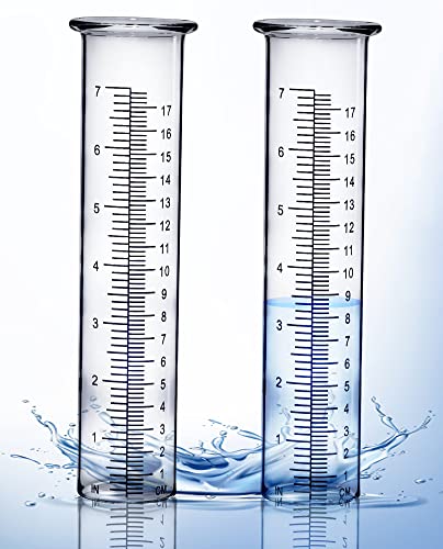 BIUWING Plastic rain Gauge Replacement Tube, 7'' Capacity rain gauges Tubes for Yard Garden Outdoor Home, Best Rated, No Frost Freeze Crack, Not Fragile (2 pcs)