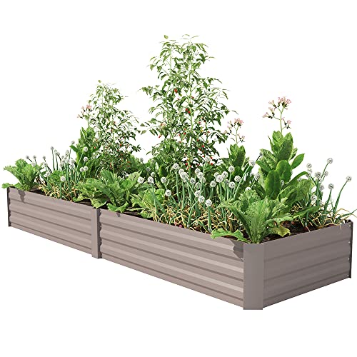 BIRASIL Outdoor Galvanized Raised Beds, Steel Garden Boxes for Flower Vegetables, Metal Planter Box for Gardening Backyard Patio (8x2x1FT, Gray)