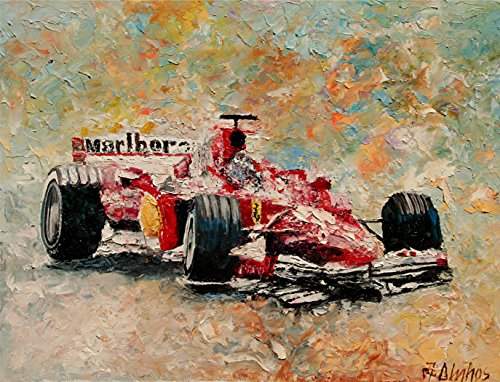 Wheel Lift, Ferrari Formula 1 Grand Prix Racing Motorsport Painting By Internationally Renown Painter Andre Dluhos