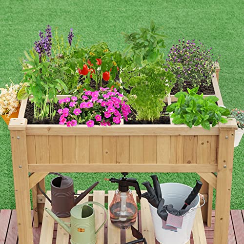 Yaheetech Raised Garden Bed 8 Pocket Herb Garden Planter Vegetable Standing Planters Boxes with Grow Grid Outdoor 36x25x37 Inch