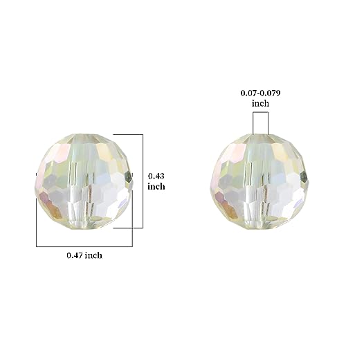 FZH 70 PCS Round Glass Crystal Beads, 12MM, 96cutting Surfaces, Faceted Rondelle Beads for Jewelry Making, DIY Craft