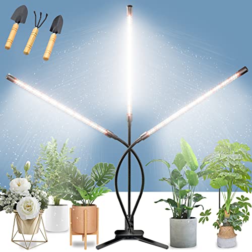 BAEDAOD Grow Lights for Indoor Plants, 6000K 135 LEDs Grow Light for Seed Starting with Full Spectrum, Clip Plant Lights with Flexible Gooseneck，3/9/12H Timer, 10 Dimmable Levels, 3 Switch Modes