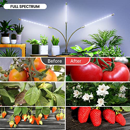 BAEDAOD Grow Lights for Indoor Plants, 6000K 135 LEDs Grow Light for Seed Starting with Full Spectrum, Clip Plant Lights with Flexible Gooseneck,3/9/12H Timer, 10 Dimmable Levels, 3 Switch Modes