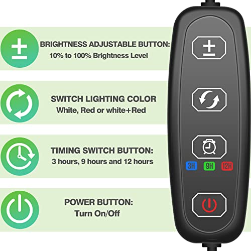 BAEDAOD Grow Lights for Indoor Plants, 6000K 135 LEDs Grow Light for Seed Starting with Full Spectrum, Clip Plant Lights with Flexible Gooseneck,3/9/12H Timer, 10 Dimmable Levels, 3 Switch Modes