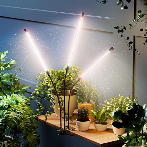 BAEDAOD Grow Lights for Indoor Plants, 6000K 135 LEDs Grow Light for Seed Starting with Full Spectrum, Clip Plant Lights with Flexible Gooseneck,3/9/12H Timer, 10 Dimmable Levels, 3 Switch Modes