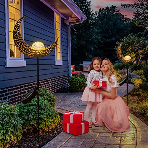 TAKE ME Moon Solar Lights Garden Outdoor Decor Waterproof Decorative Solar Stakes Lights for Patio Yard, Walkway,Lawn, Mother's Day Gifts