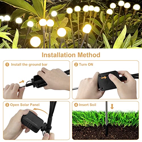 XIILSIE Solar Garden Lights, 6 LED Solar Firefly Starburst Swaying Lights Sway by Wind, 2 Modes Solar Landscape Path Lights Outdoor Waterproof Garden Yard Pathway Decoration Lights Warm White (2 Pack