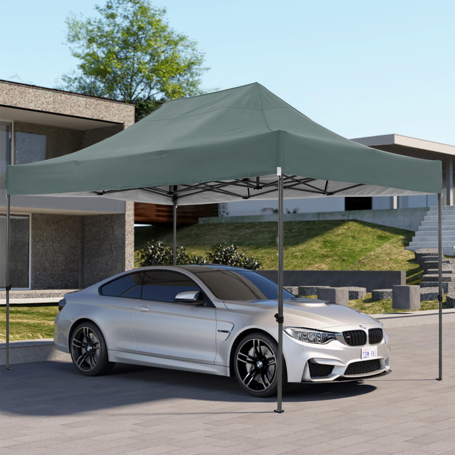COBIZI 10x15 Pop up Canopy Gazebo 3.0, Easy up Heavy Duty Canopy with 4 Removable Sidewalls, High Stability, All Weather Sunshade 100% Waterproof Outdoor Canopy Tents, Gray