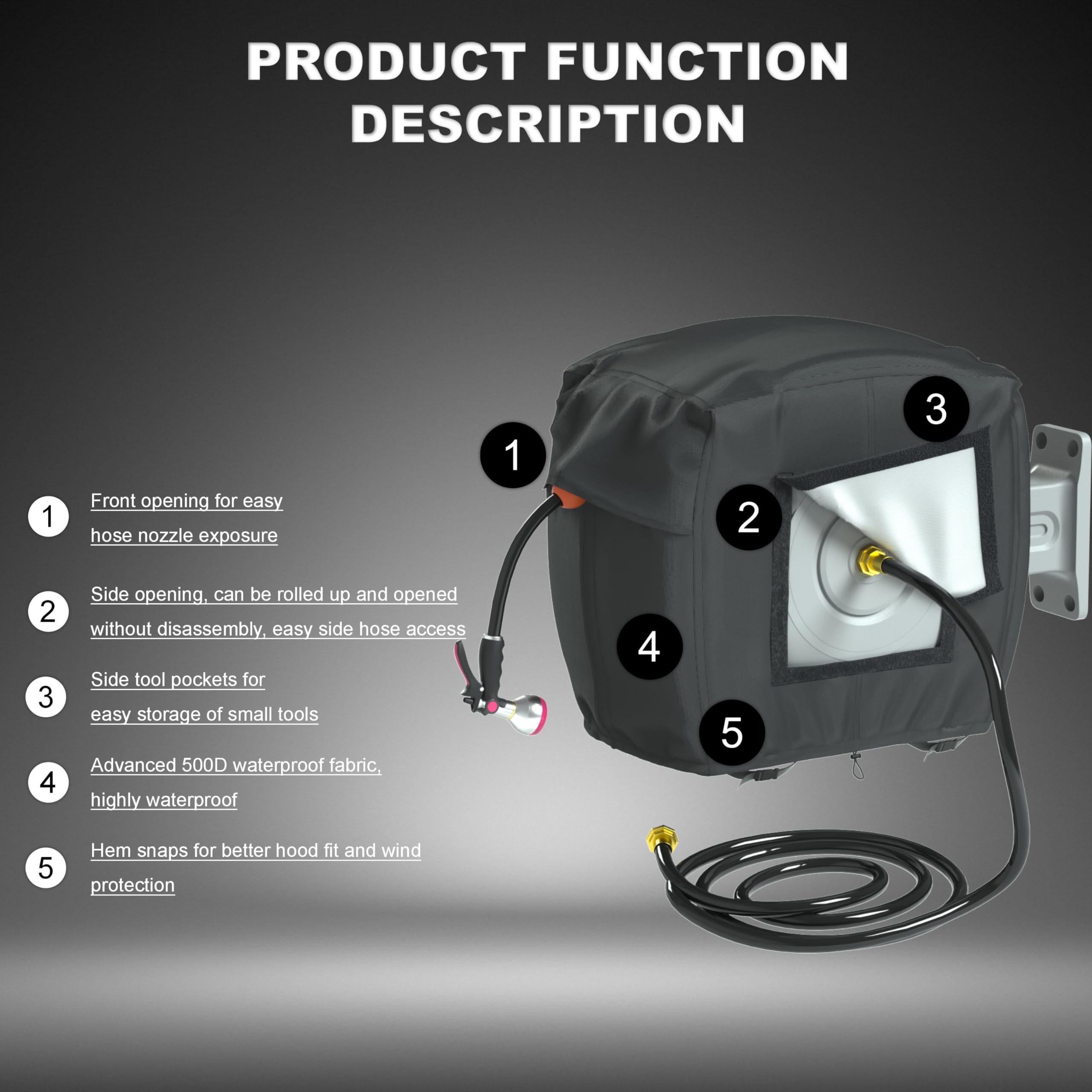 Garden Hose Reel Cover,Heavy Duty Waterproof, Sunproof, UV.All-Weather Protection for Your Hose Reel and Hose