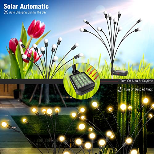 FRSTONA Solar Garden Lights 10LED Outdoor Waterproof Firefly Light Yard Decorative Solar Powered for Patio Pathway Flower Backyards 2 Pack