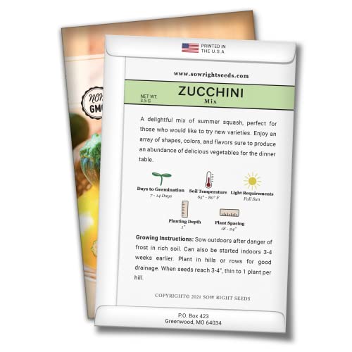 Sow Right Seeds - Zucchini Mix Seed for Planting - Non-GMO Heirloom Packet with Instructions to Plant and Grow an Outdoor Home Vegetable Garden - Vigorous and Productive - Great Gift