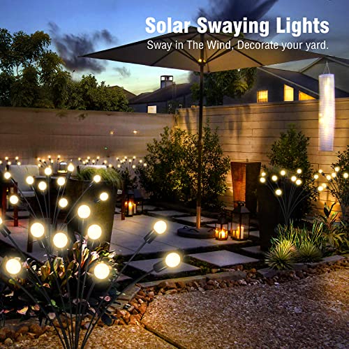 FRSTONA Solar Garden Lights 10LED Outdoor Waterproof Firefly Light Yard Decorative Solar Powered for Patio Pathway Flower Backyards 2 Pack