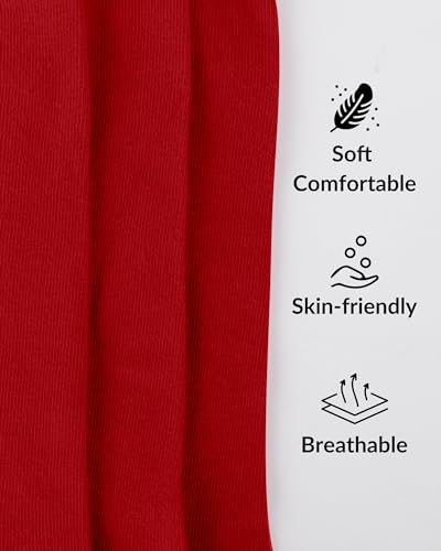 Witwot 3 Pairs Girls Knee High Socks Kids School Uniform Socks Red 6-8 Years