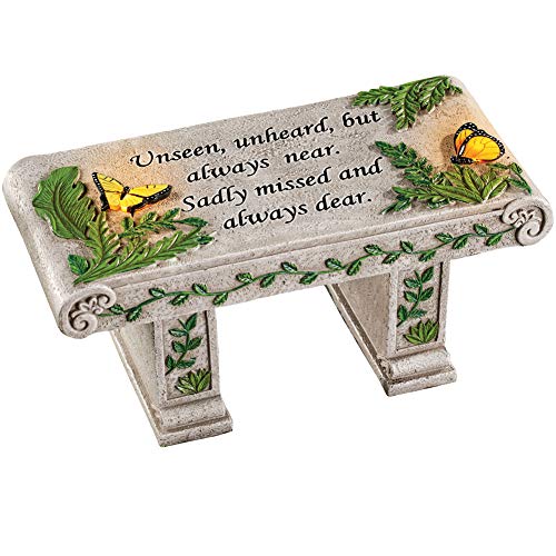 Collections Etc Solar Powered LED Outdoor Garden Memorial Bench with Heartwarming Inscription - Perfect Faux Stone Plaque Statue to Remember Loved Ones 12" L x 5 1/2" W x 5 1/4" H