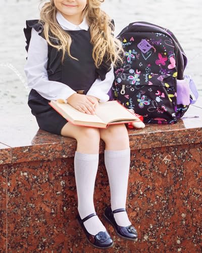 Witwot 3 Pairs Girls Knee High Socks Kids School Uniform Socks Red 6-8 Years